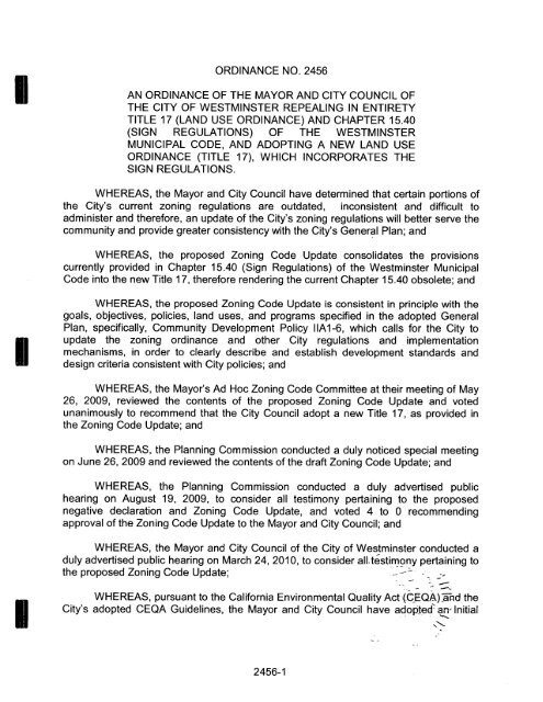 approval of the Zoning Code Update to the Mayor and City Council ...