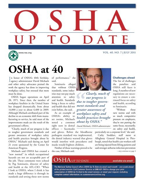 OSHA at 40 - National Safety Council