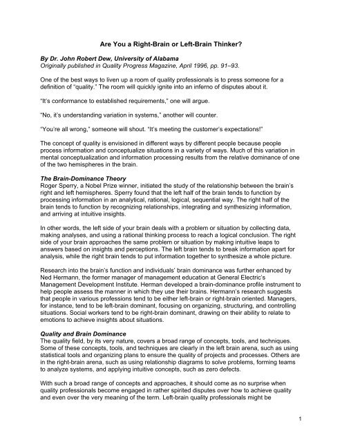 Are You a Right-Brain or Left-Brain Thinker?