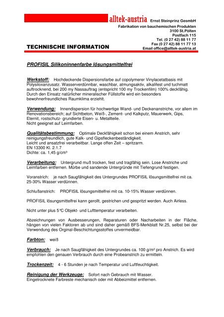 TECHNISCHE INFORMATION - Alltek Austria