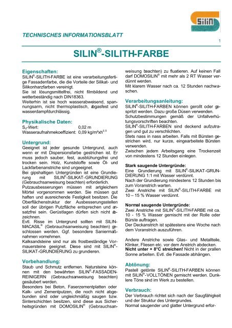 SILITH-FARBE Silicon-Silikat,.dot - Silin-Fachberatung