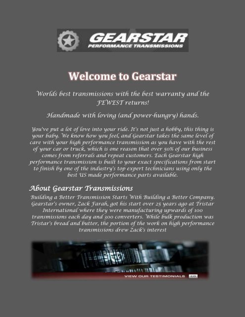 Ford Performance Transmissions