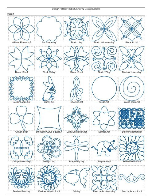HQ Pro-Stitcher Designs Catalog - Handi Quilter