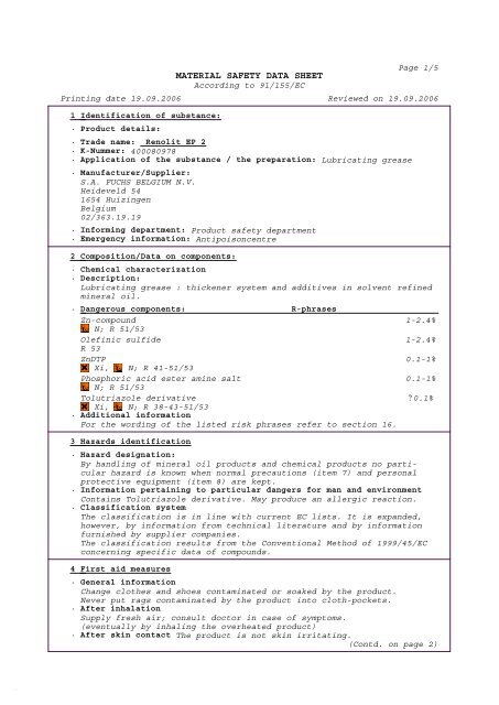 MATERIAL SAFETY DATA SHEET - IQ Logistics