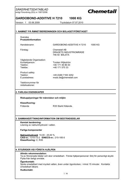 GARDOBOND-ADDITIVE H 7210 1000 KG - IQ Logistics