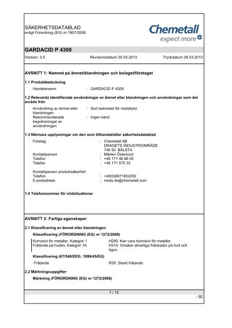 GARDACID P 4309 - IQ Logistics