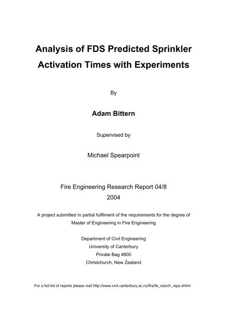 Analysis of FDS Predicted Sprinkler Activation Times with Experiments