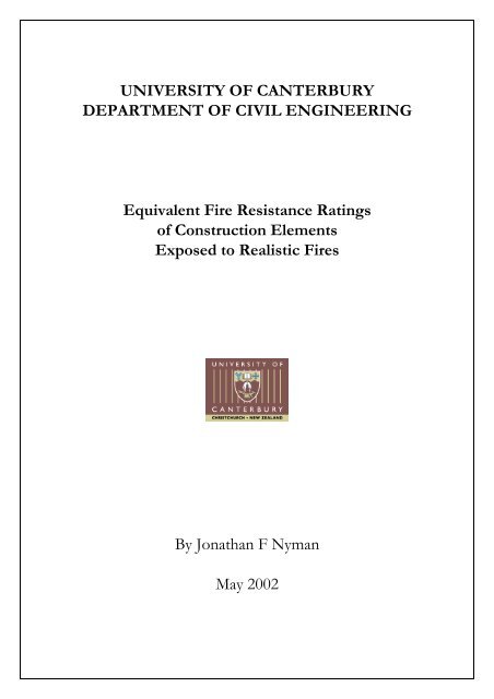 Equivalent Fire Resistance Ratings of Construction Elements ...
