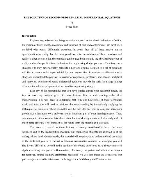 The Solution Of Second Order Partial Differential Equations Civil And