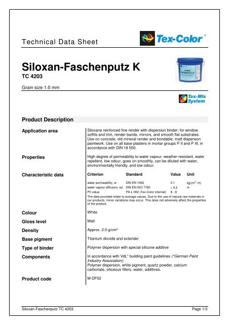 Technical Data Sheet - Tex-Color