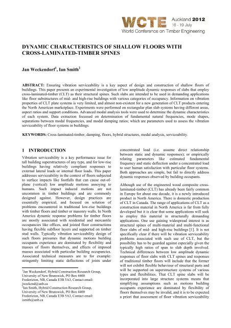 dynamic characteristics of shallow floors with cross ... - NEWBuildS