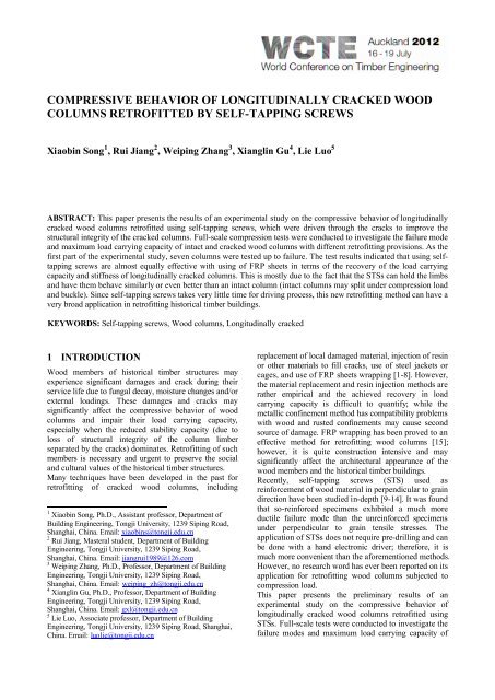 compressive behavior of longitudinally cracked wood columns ...