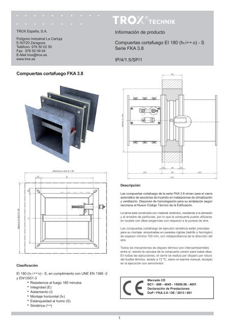 FKA 3.8. Compuerta cortafuego - TROX