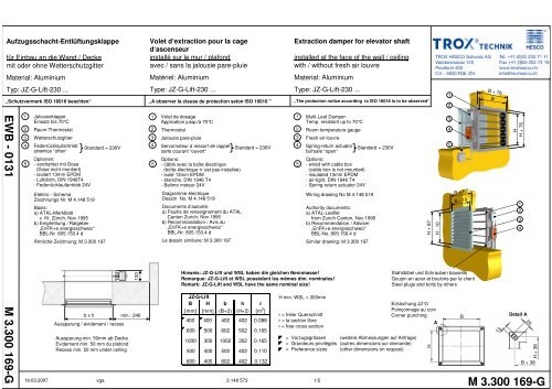 Extraction damper for elevator shaft - TROX HESCO Schweiz AG