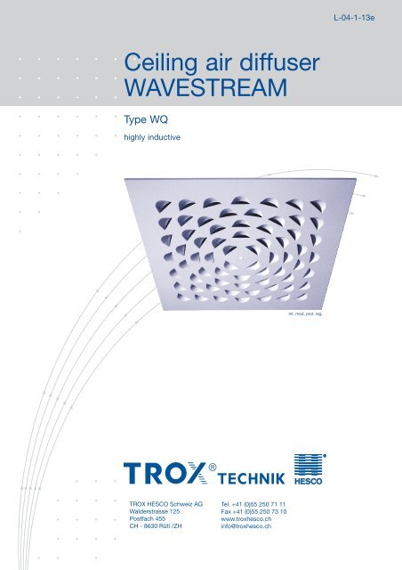 Ceiling air diffuser WAVESTREAM type WQ - TROX