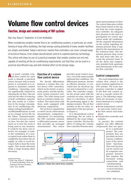 Volume flow control devices - Function, design and ... - TROX