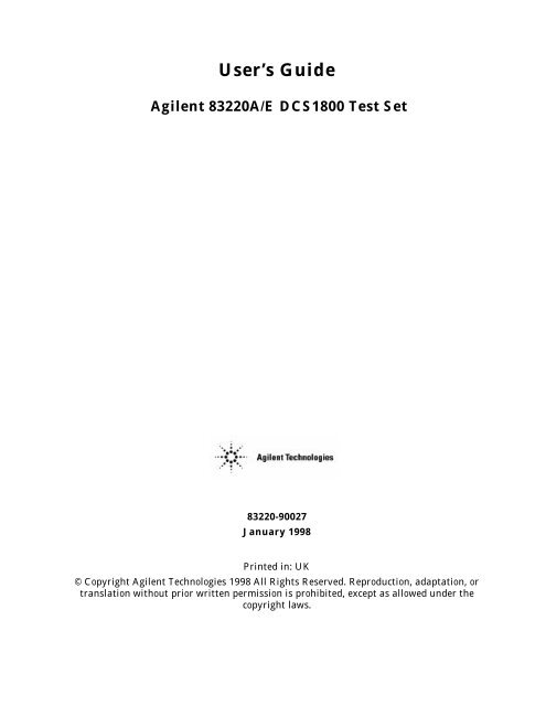 HP 83220A/E User Manual - Silicon Investigations