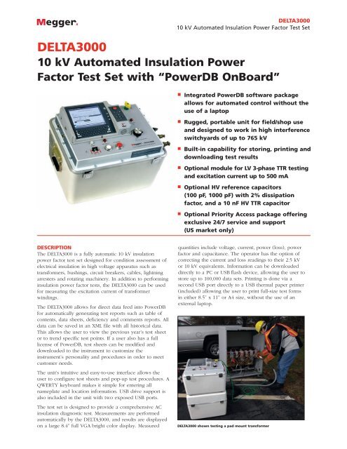 10 kV Automated Insulation Power Factor Test Set ... - TRS-RenTelco