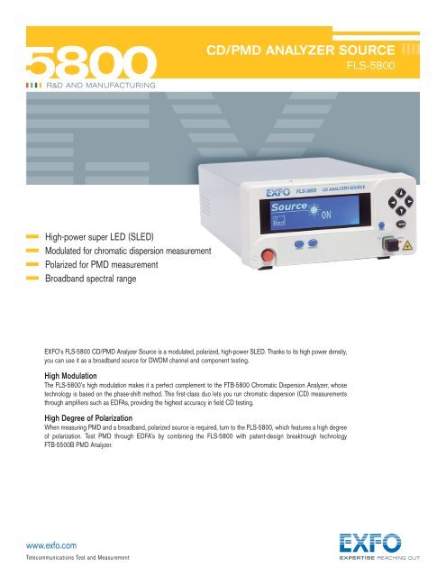 EXFO FLS-5834 CD PMD Analyzer Source Data Sheet - Mr Test ...