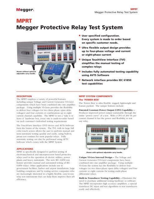 MPRT Megger Protective Relay Test System - TRS-RenTelco