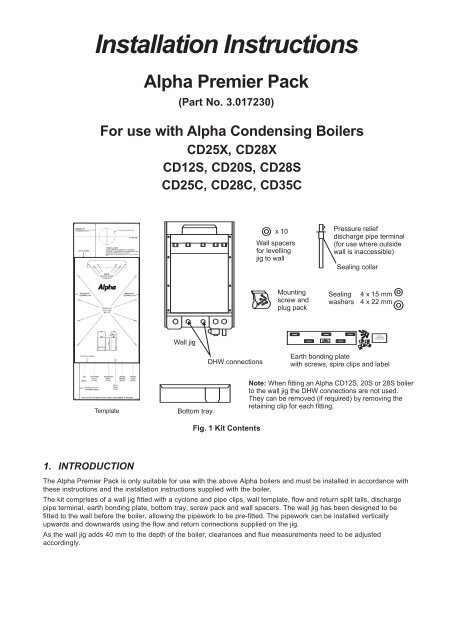 PremierPack Installation Instructions - Alpha boilers