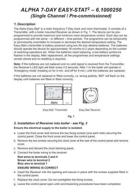7 Day Digital EasyStat User Instructions - Alpha boilers