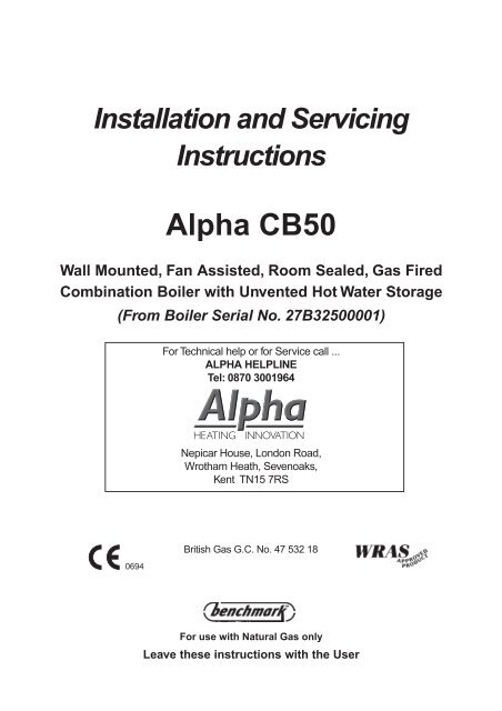 CB50 Installation and Servicing Instructions - Alpha boilers