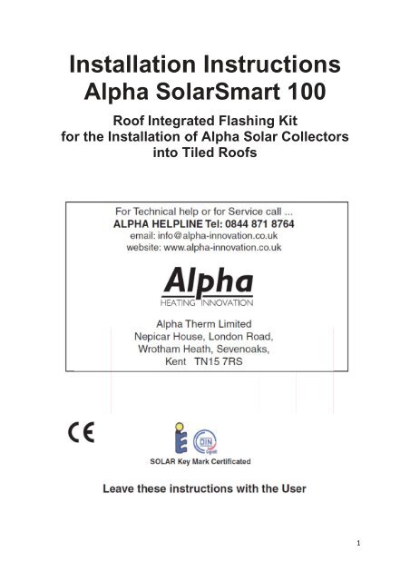 SolarSmart In-roof Flashing Kit Installation Instructions