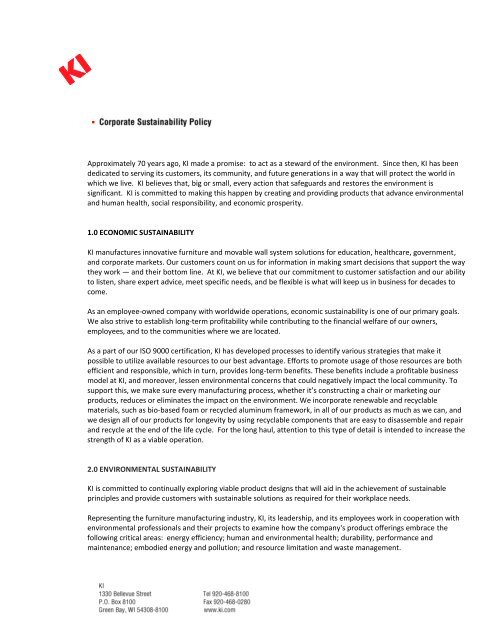 Corporate Sustainability Policy Basic Sustainability Policy｜NAGANO