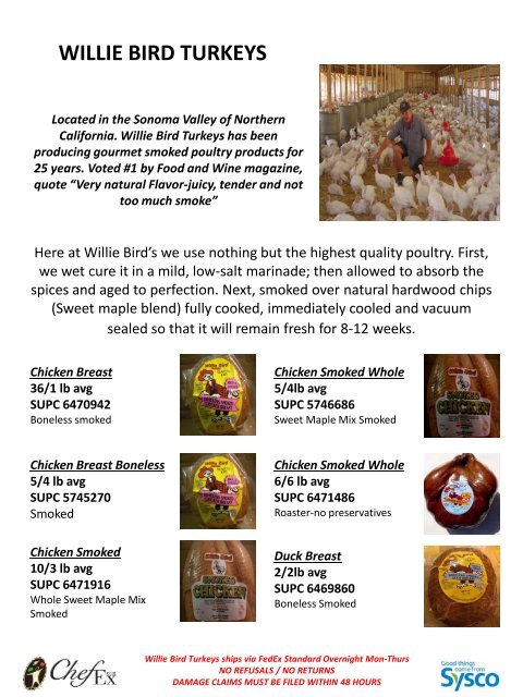 Willie Bird Turkeys - Sysco