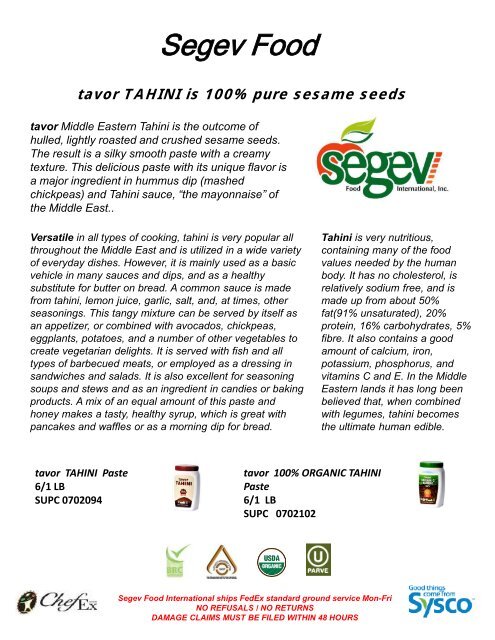 Segev Food International - Sysco