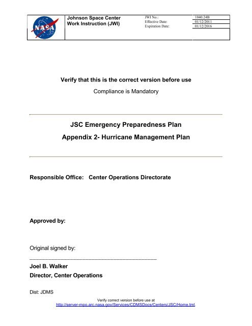 Nasa Jsc Organization Chart
