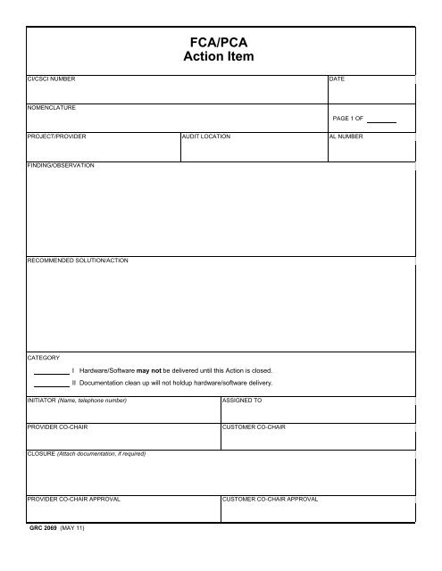 FCA/PCA Action Item CI/CS