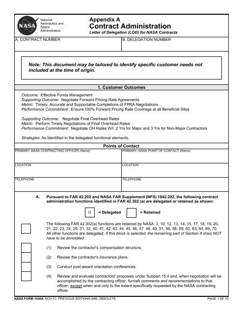 Contract Administration - Nasa