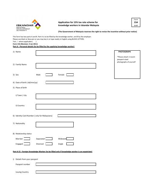 Form 15A 15% incentive rev 4.1.11 - Iskandar Malaysia