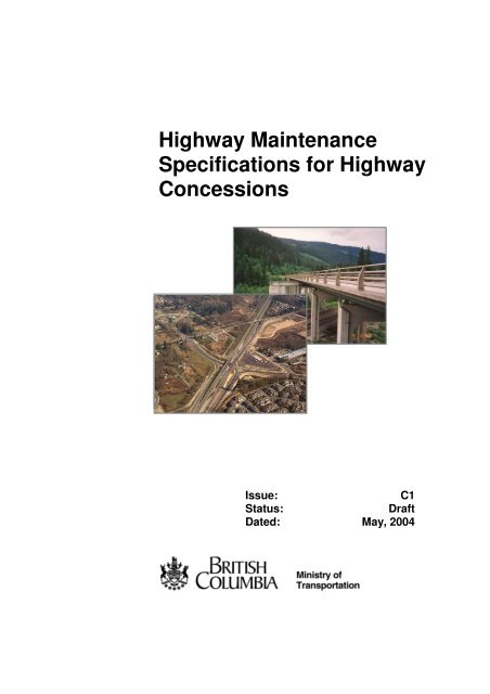 Highway Maintenance Specifications For Highway Concessions