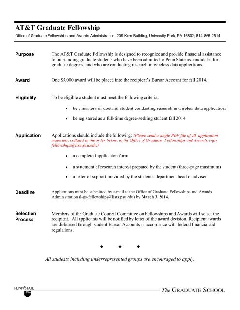 AT&T Graduate Fellowship - the list of offices