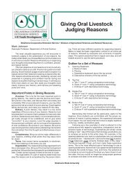 Sample Sets of Oral Reasons for Livestock Judging Contests