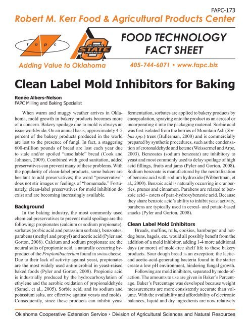 FAPC-173 Clean Label Mold Inhibitors for Baking - OSU Fact Sheets ...