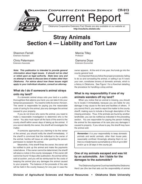 Stray Animals - OSU Fact Sheets - Oklahoma State University