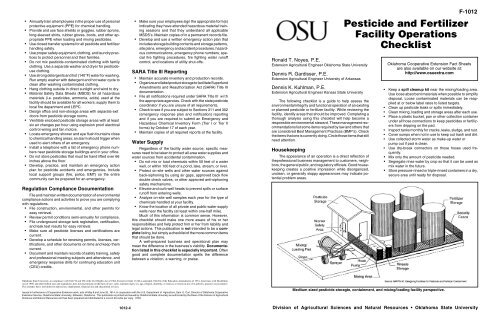 F-1012 Pesticide and Fertilizer Facility Operations Checklist
