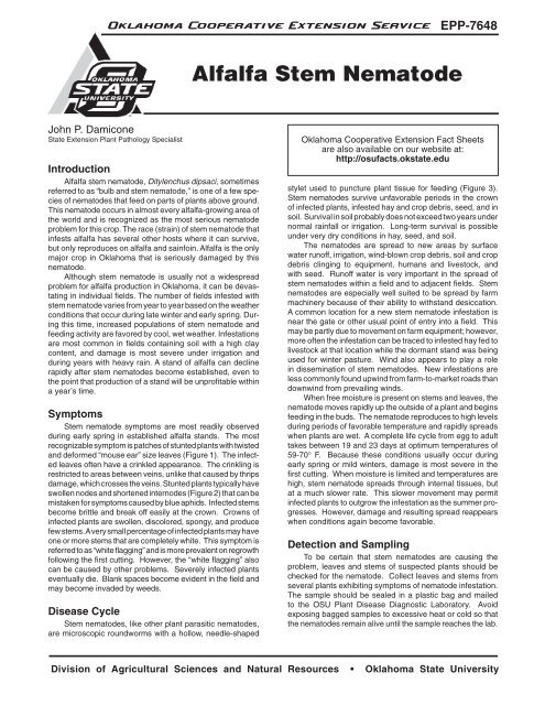 Alfalfa Stem Nematode - OSU Fact Sheets - Oklahoma State University