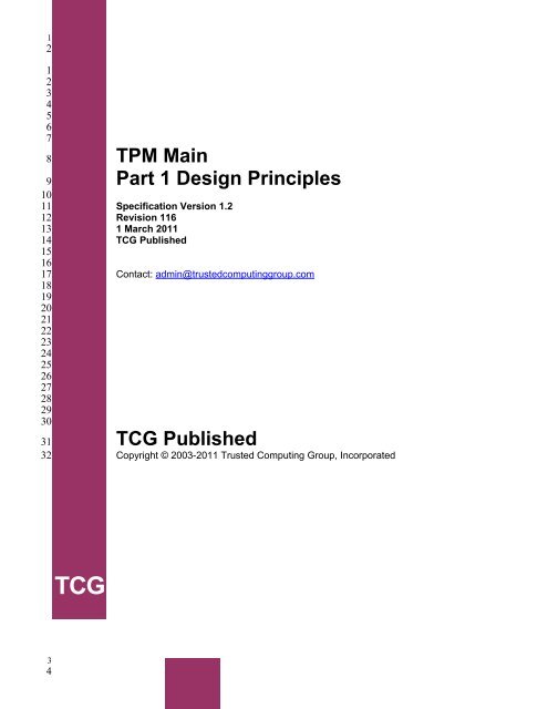 TPM Main Part 1 Design Principles TCG Published - Trusted ...
