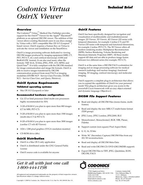 Codonics Virtua OsiriX Viewer
