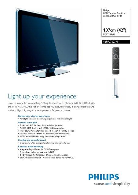 42PFL7603H/10 Philips LCD TV with Ambilight and Pixel Plus 3 HD
