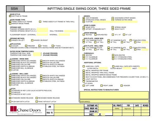 Infitting Single Swing Door, 3 Sided Frame - Chase Doors