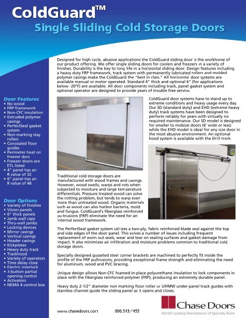 ColdGuard Single Slide Data Sheet - Chase Doors