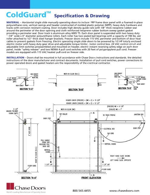 ColdGuard Single Slide Data Sheet - Chase Doors