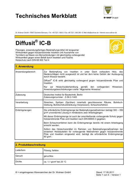 Technisches Merkblatt Diffusit IC-B - Bertram GmbH