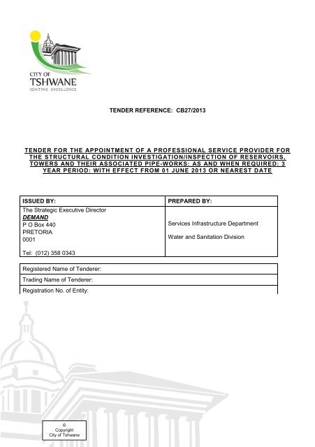 tender reference: cb27/2013 tender for the appointment of a ...